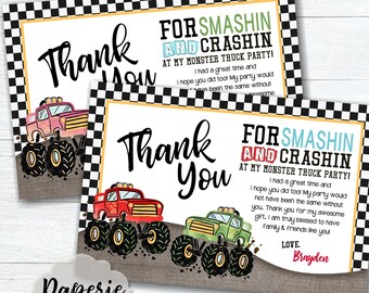 Modern Monster Truck Thank You Card Monster Jam Thank You - Etsy