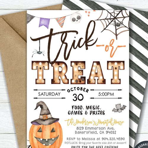 EDITABLE Trunk or Treat Invitation Printable Halloween - Etsy