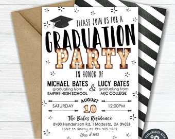 Graduation Invitation Template, 8th Grade Graduation Invite, Graduation ...
