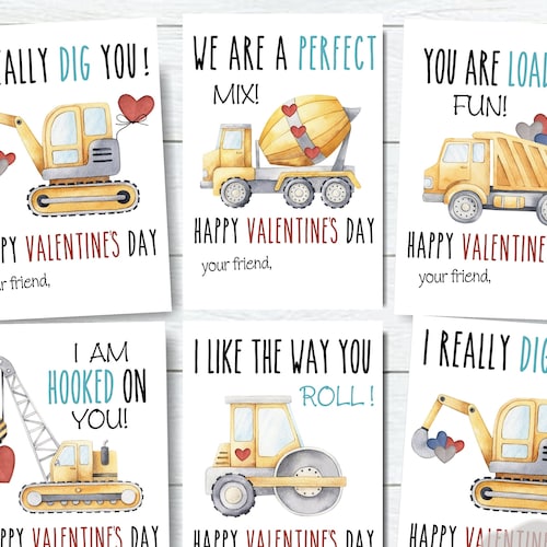 Construction Valentine Cards and Hang Tags. I Dig You - Etsy