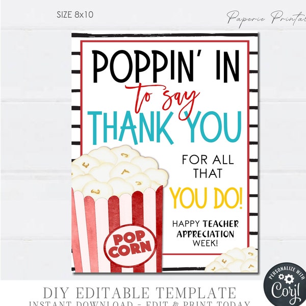 Popcorn Thank You - Etsy