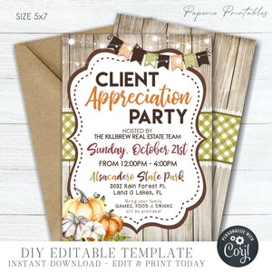 Editable Fall Client Appreciation Party Invitation (digital Download) - Etsy