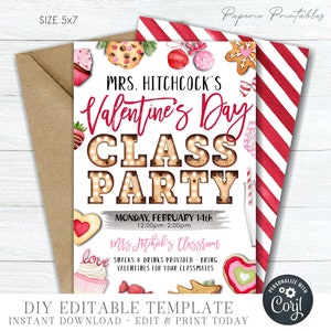 Editable Valentine's Day Class Party Invitation (digital Download) - Etsy