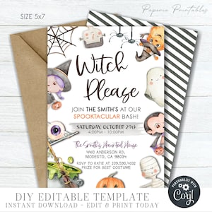 Editable Witch Please Halloween Party Invitation (digital Download) # ...