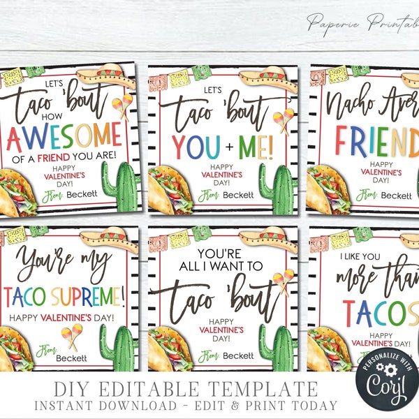Taco Valentine Card - Etsy