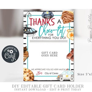 EDITABLE Police Appreciation Gift Card Holder, Police Appreciation Week ...