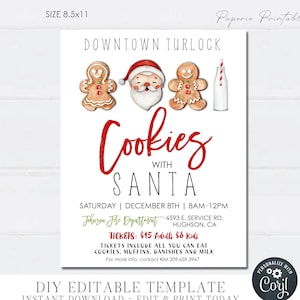 EDITABLE Cookies With Santa Template, Cookies With Santa Flyer ...