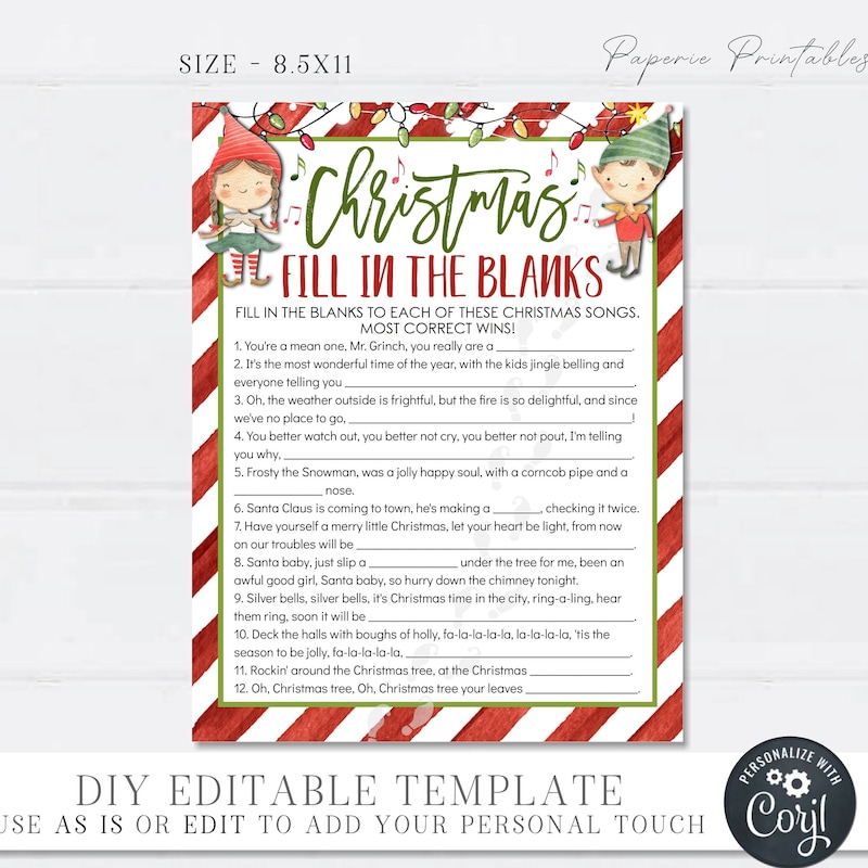 Christmas Fill in the Blank - Etsy