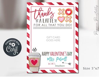 EDITABLE Valentine's Day Teacher Gift Card Holder Sip - Etsy