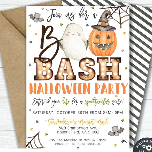 Boo Bash Invitation Halloween Party Invitation Halloween - Etsy