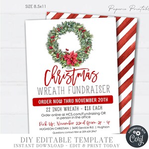 EDITABLE Wreath Sale Fundraiser Flyer, Christmas Wreath Sale Fundraiser ...