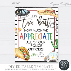 Editable Taco 'bout Police Appreciation Sign (digital Download) - Etsy