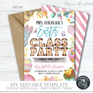 EDITABLE Easter Class Party Invitation, Easter School Party Invitation ...