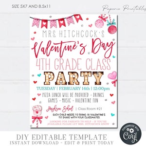 Editable Valentine's Day Class Party Invitation (digital Download) - Etsy