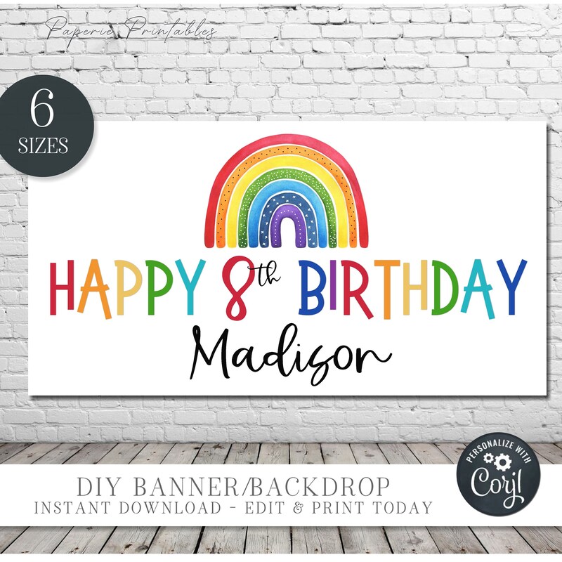 Rainbow Birthday Banner - Etsy