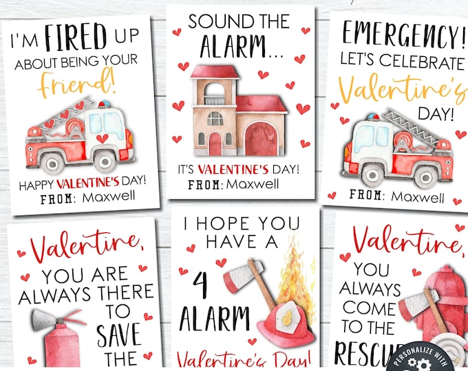 Fire Fighter Valentine, Photo Fireman Valentine, Custom Valentine ...