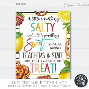 Salty & Sweet Teacher Appreciation Sign: Editable DIY (digital Download ...