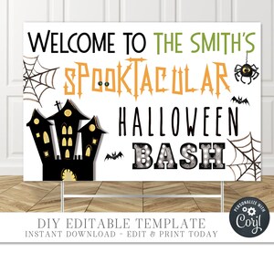 Editable Halloween Party Welcome Sign, Welcome Poster Halloween Party ...