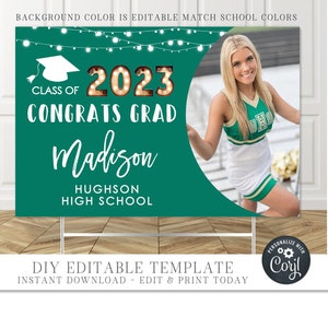 EDITABLE Graduation Yard Sign Class of 2023 Graduation Sign - Etsy