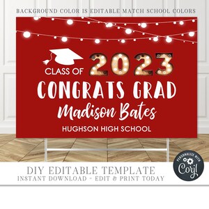 EDITABLE Graduation Yard Sign Class of 2023 Graduation Sign - Etsy