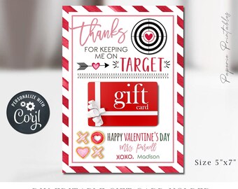 EDITABLE Valentine's Day Teacher Gift Card Holder Thanks | Etsy