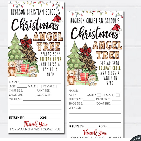 Giving Tree Gift Tag Editable Angel Tree Gift Tag Christmas Donation ...