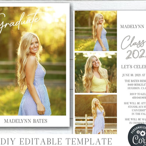 EDITABLE Graduation Party Invitation Class of 2022 Graduation - Etsy