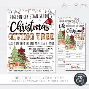 EDITABLE Giving Tree Flyer and Tags, Christmas Giving Tree Flyer ...