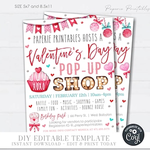 Editable Valentine's Day Pop up Shop Flyer (DIY Corjl) - Etsy
