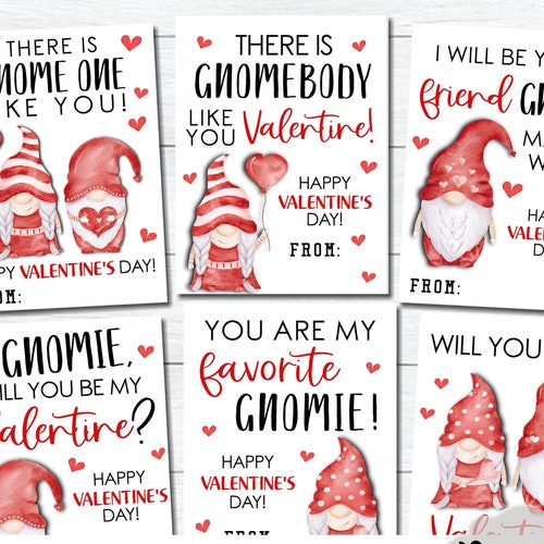 Valentines Day Cards for Kids Gnome Valentine Card Printable - Etsy