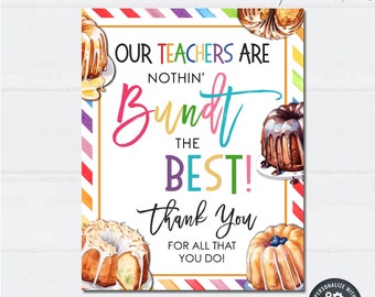 Teacher Bundt Cake Sign Printable Appreciation Week Decor School PTO ...