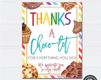 EDITABLE Chocolate Teacher Appreciation Gift Tag, Secretary ...