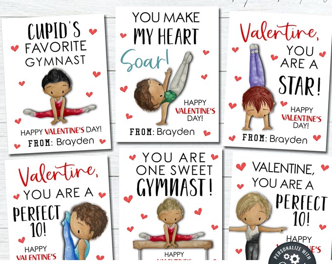 Gymnastics Valentine Tags, Printable Gymnast Treat Tags and Goodie Bags ...