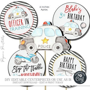 EDITABLE Police Birthday Party Decorations, Police Birthday Decorations ...