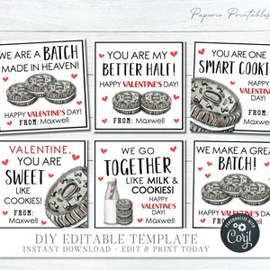 EDITABLE Cookie Valentine Cards, Cookie Valentine Tags, School ...