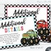 Editable Monster Truck Birthday Insert Cards, Additional Details ...