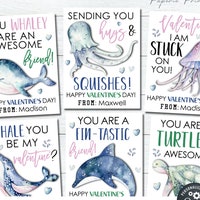 Sea Animals Printable Valentine Cards for Kids - Instant Download ...