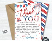 EDITABLE 4th of July Birthday Thank You Card Patriotic Thank - Etsy