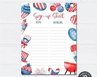 Editable BBQ Potluck Sign up Sheet - Etsy