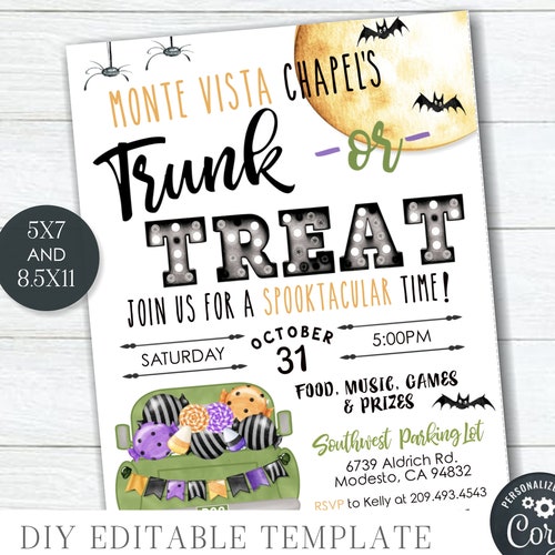 EDITABLE Trunk or Treat Flyer/invitation Printable Halloween - Etsy