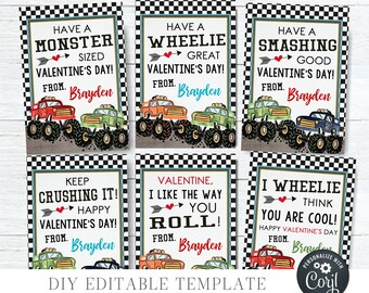 Monster Truck Valentine Cards for Kids Boys Valentines - Etsy
