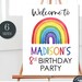 Editable Rainbow Birthday Welcome Sign, Rainbow Party Decoration ...