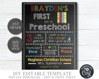 Editable First Day of Preschool Sign Monster Truck First Day - Etsy