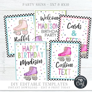 Editable Roller Skating Party Signs, Skating Party Signs, Birthday ...