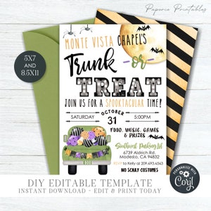 Editable Halloween Trunk or Treat Flyer Template (5x7 & 8.5x11) (DIY ...