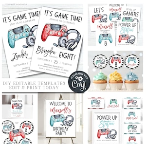 EDITABLE Video Game Birthday Bundle, Gaming Birthday Party Printables ...