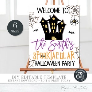 Editable Halloween Party Welcome Sign: Spooktacular Decor (DIY Digital ...