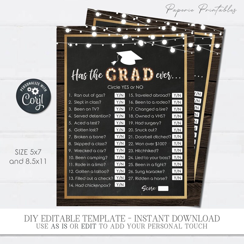 Has the Grad Ever Game - Etsy