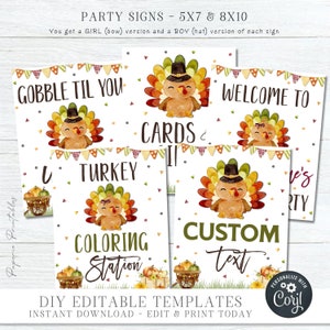 Editable Little Turkey Party Signs - Little Turkey Party Signs - Gobble ...