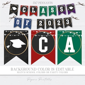 Editable CLASS OF 2023 Pennant Banner, Graduation Banner Class of 2023 ...